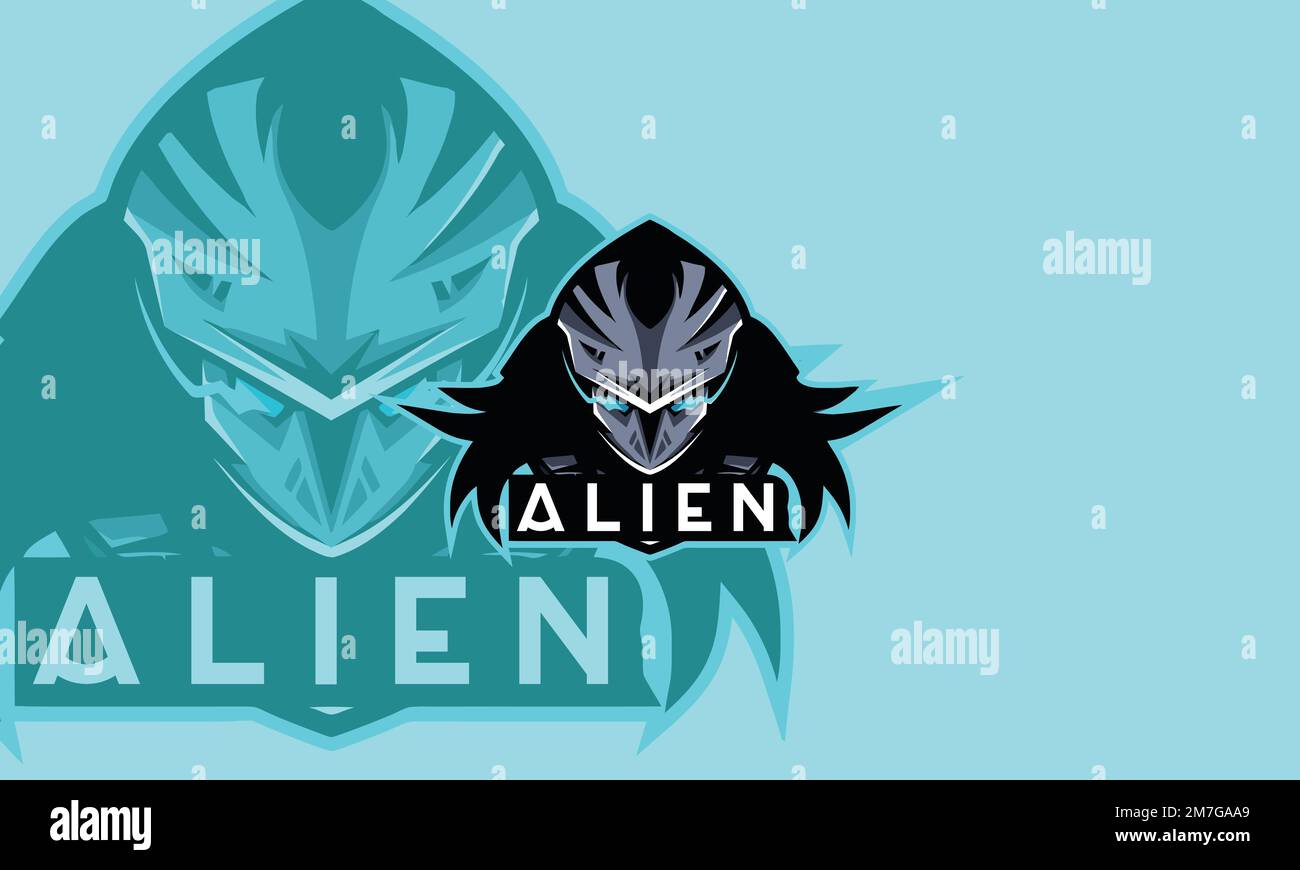 An illustration of a graphic Alien character on a blue background Stock ...