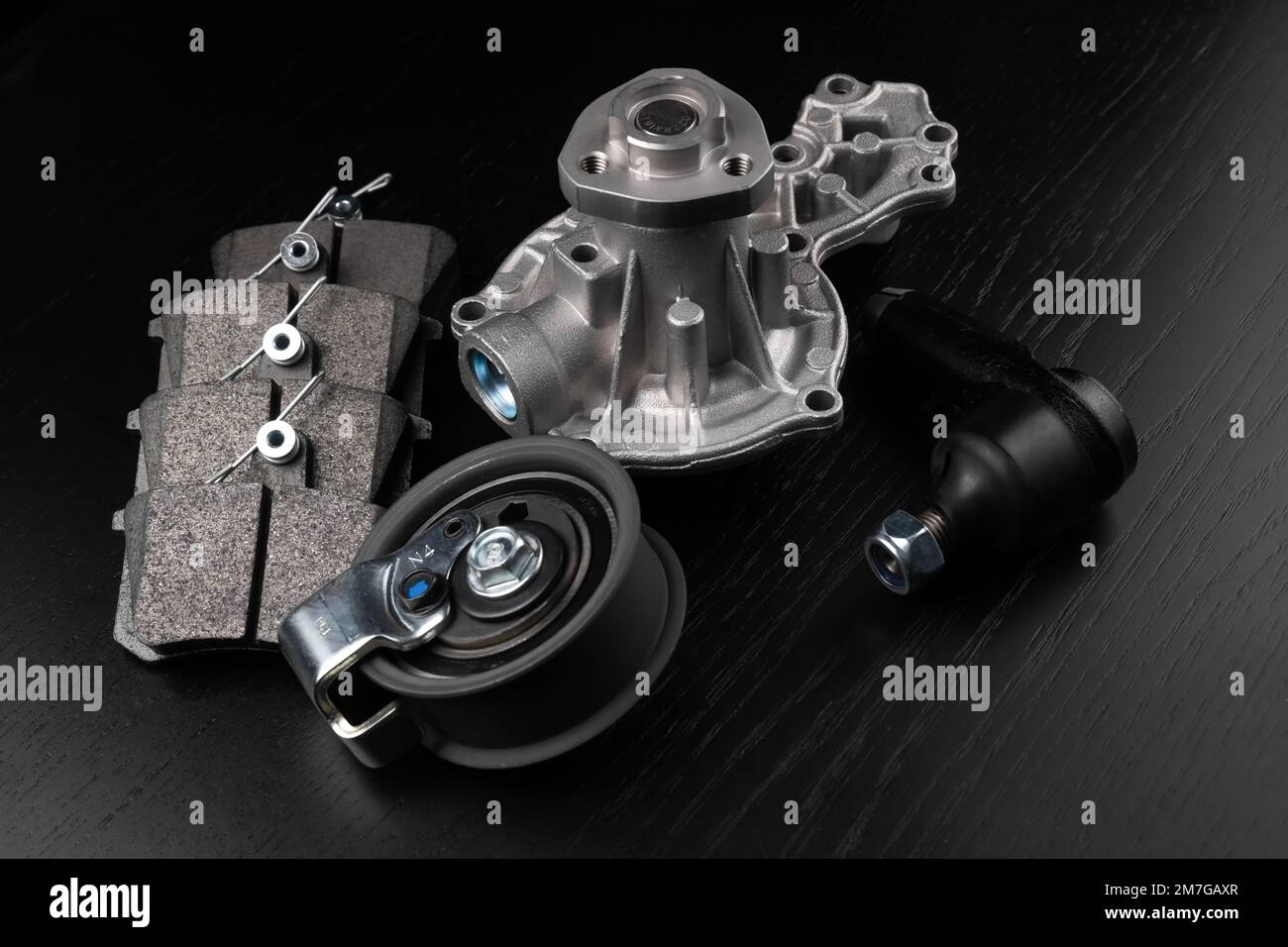 Close up auto parts spare parts car on black background. Auto parts ...