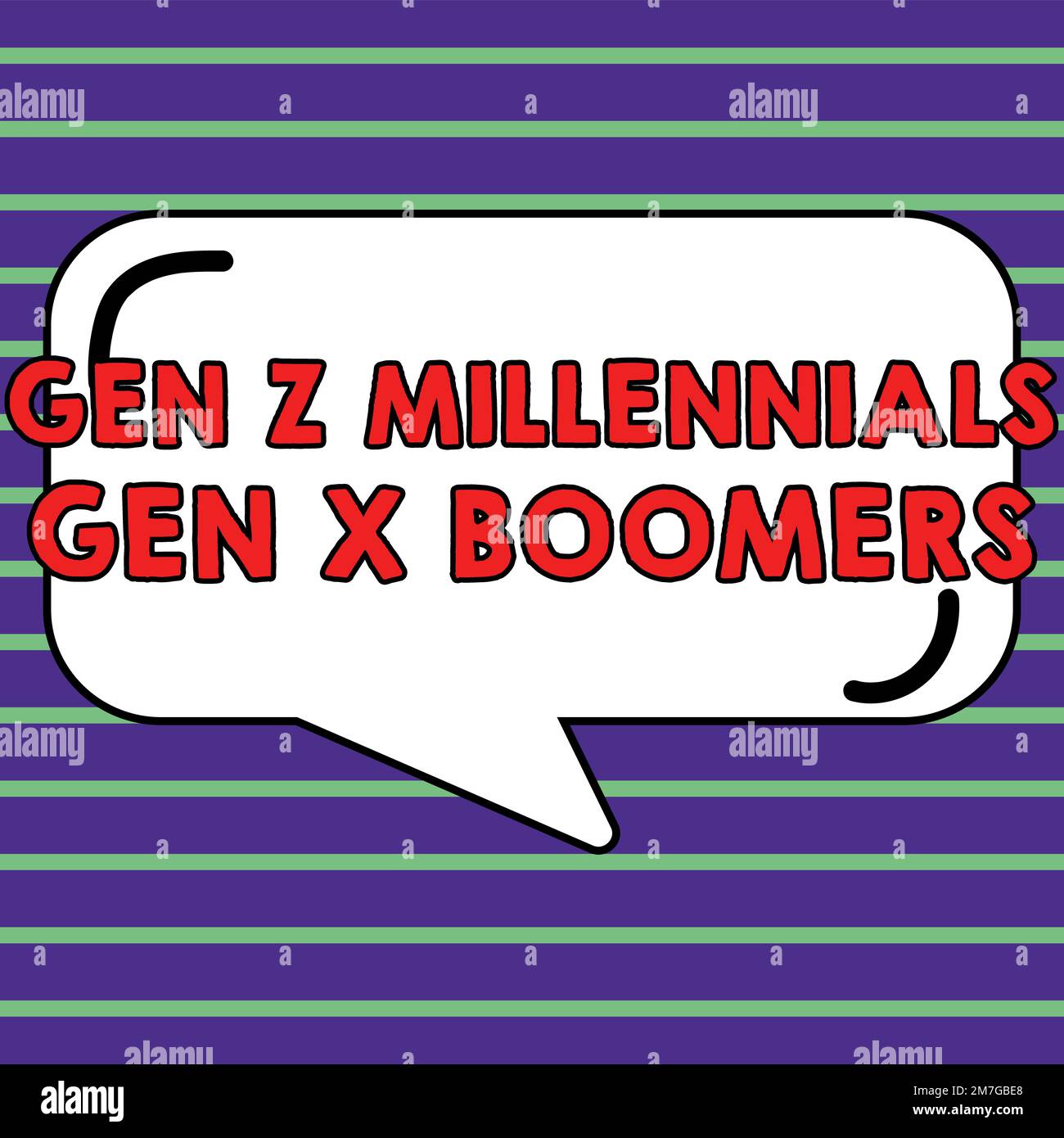 Conceptual caption Gen Z Millennials Gen X Boomers. Business showcase ...