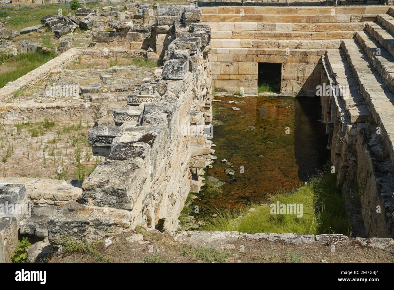Spring Water at Hierapolis Ancient City in Pamukkale, Denizli City ...