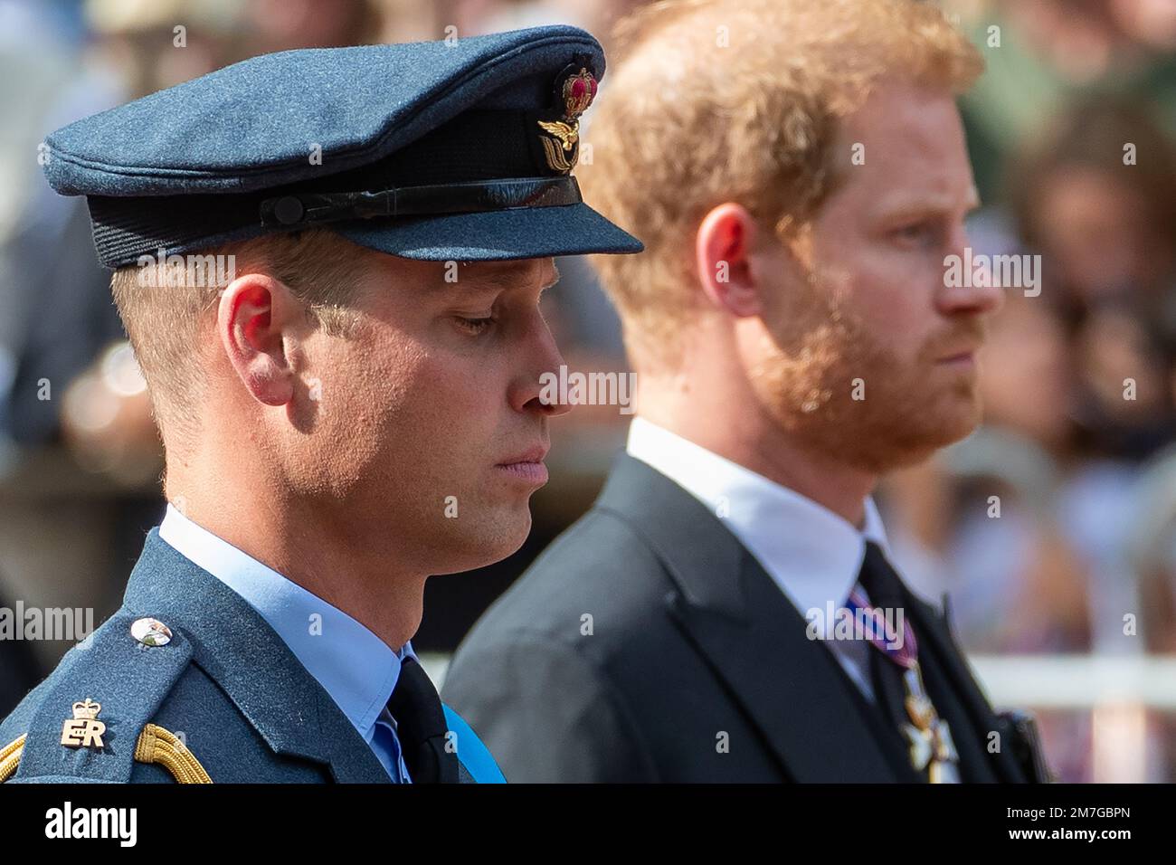 The picture dated September 14 shows the Queen’s cortege making its way ...
