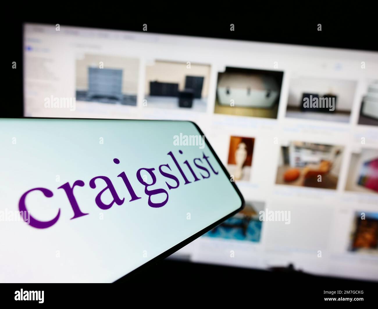 Smartphone with logo of classified advertisements company Craigslist ...