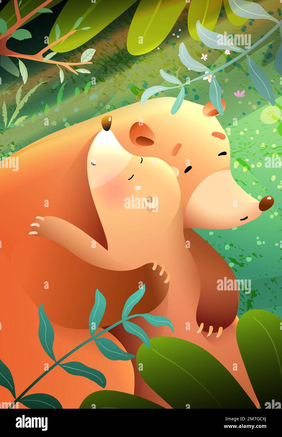 Mother hug child grass Stock Vector Images - Alamy