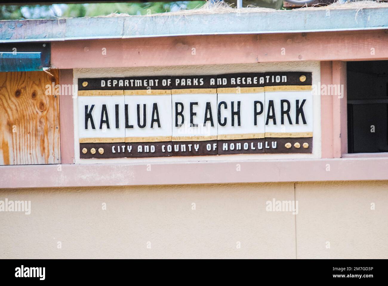 Kailua Beach Park Sign. Kailua is rated as one of the most beautiful ...