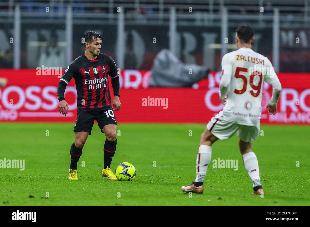 Brahim Diaz of AC Milan in action during Serie A 2022/23 football match between AC Milan and AS ...