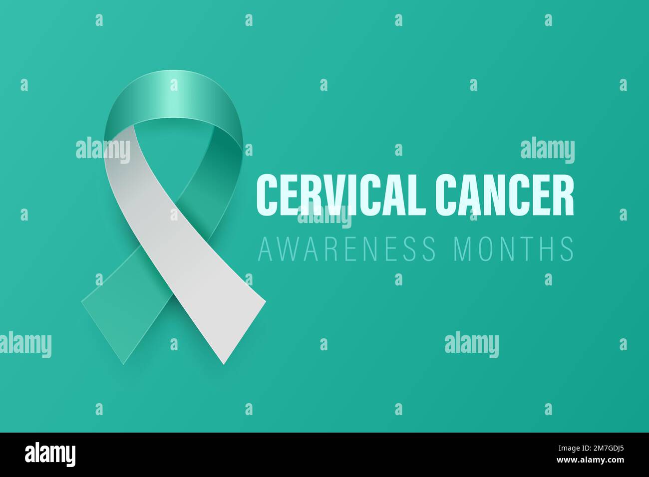Cervical Cancer Banner, Card, Placard with Vector 3d Realistic Teal and ...