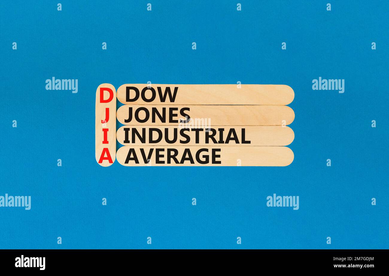 DJIA Dow Jones industrial average symbol. Concept words DJIA Dow Jones ...