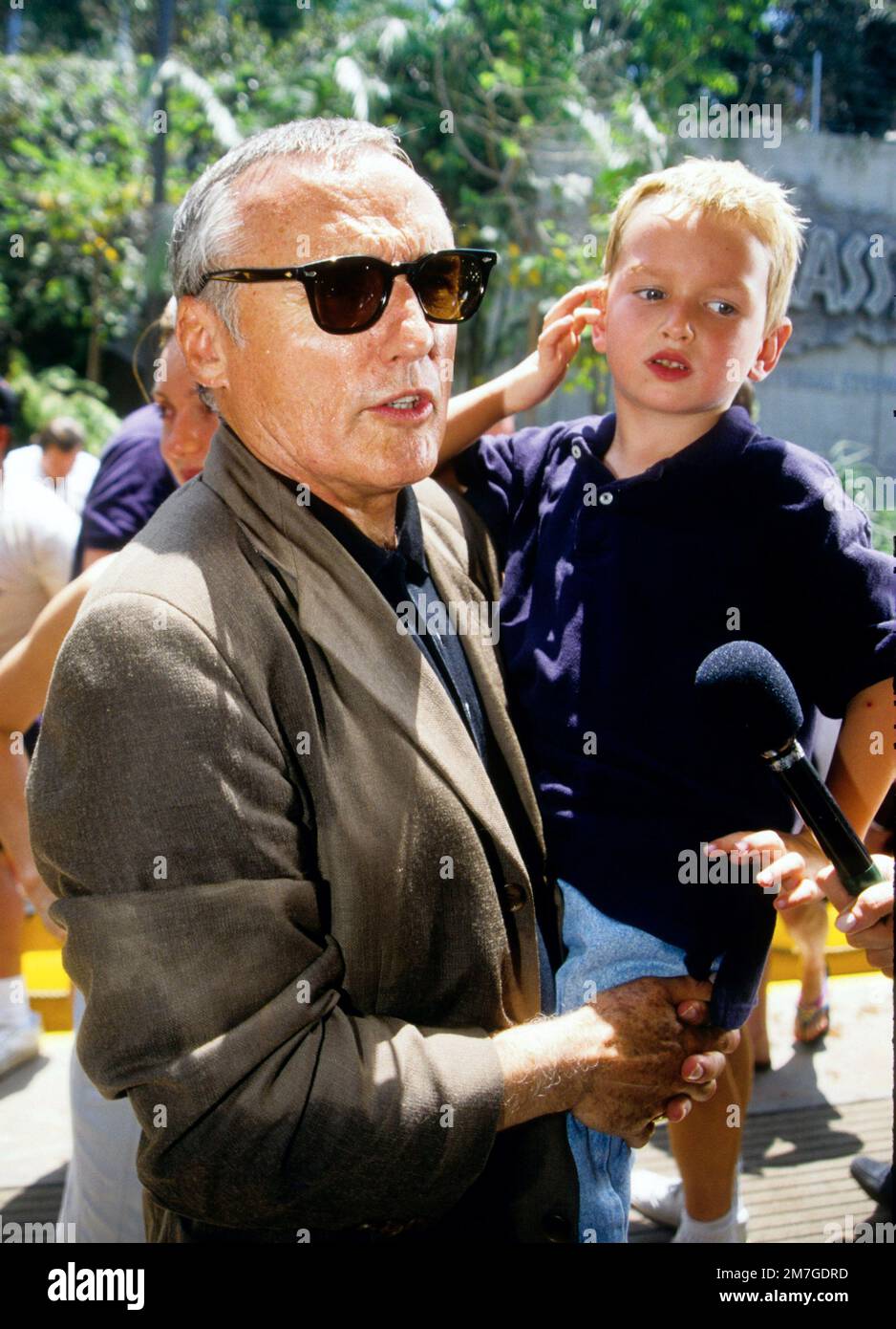 Dennis Hopper & his son attending the opening of Jurassic Park at the ...