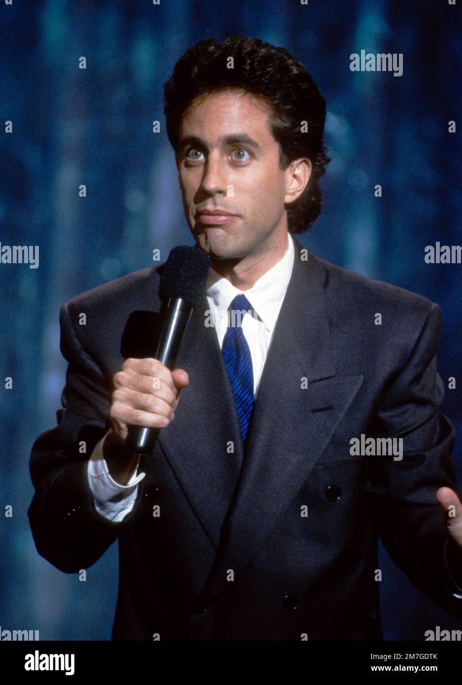 Jerry Seinfeld performing on a TV show in 1988 Credit: Ron Wolfson ...