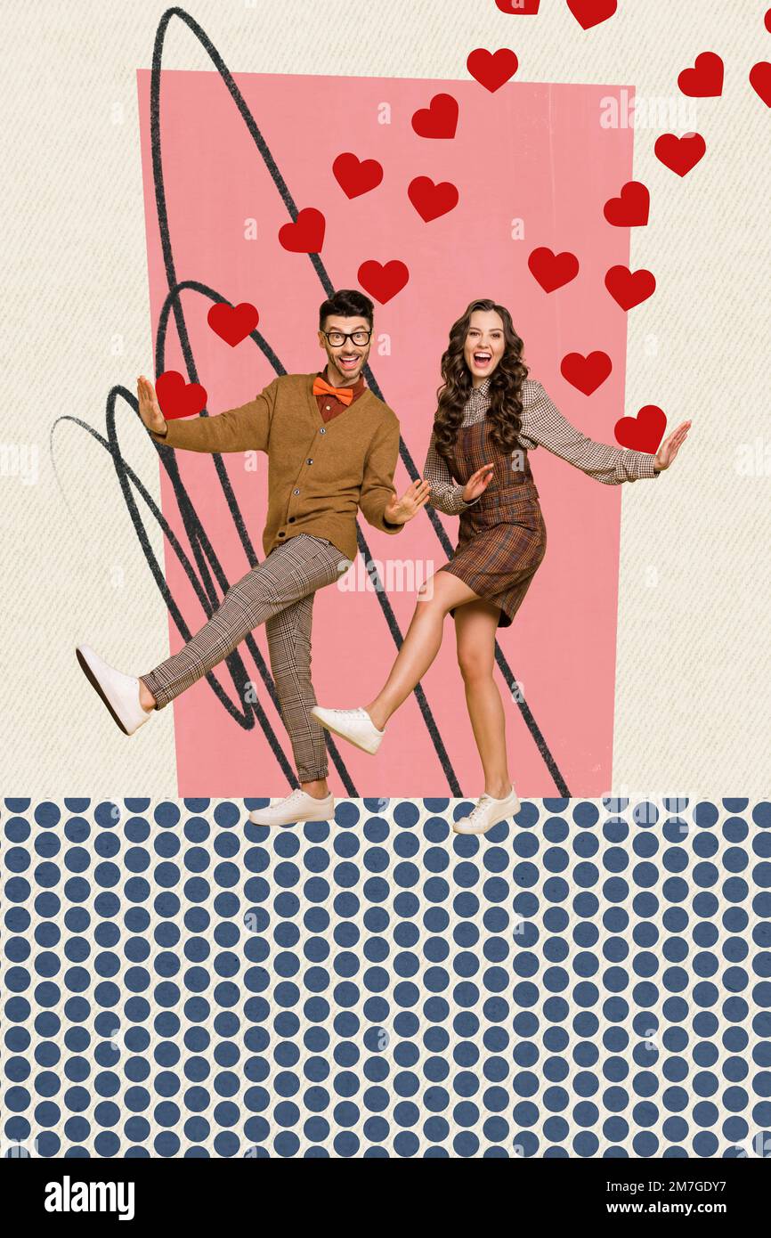 Composite collage creative photo of two people dancing together wear ...