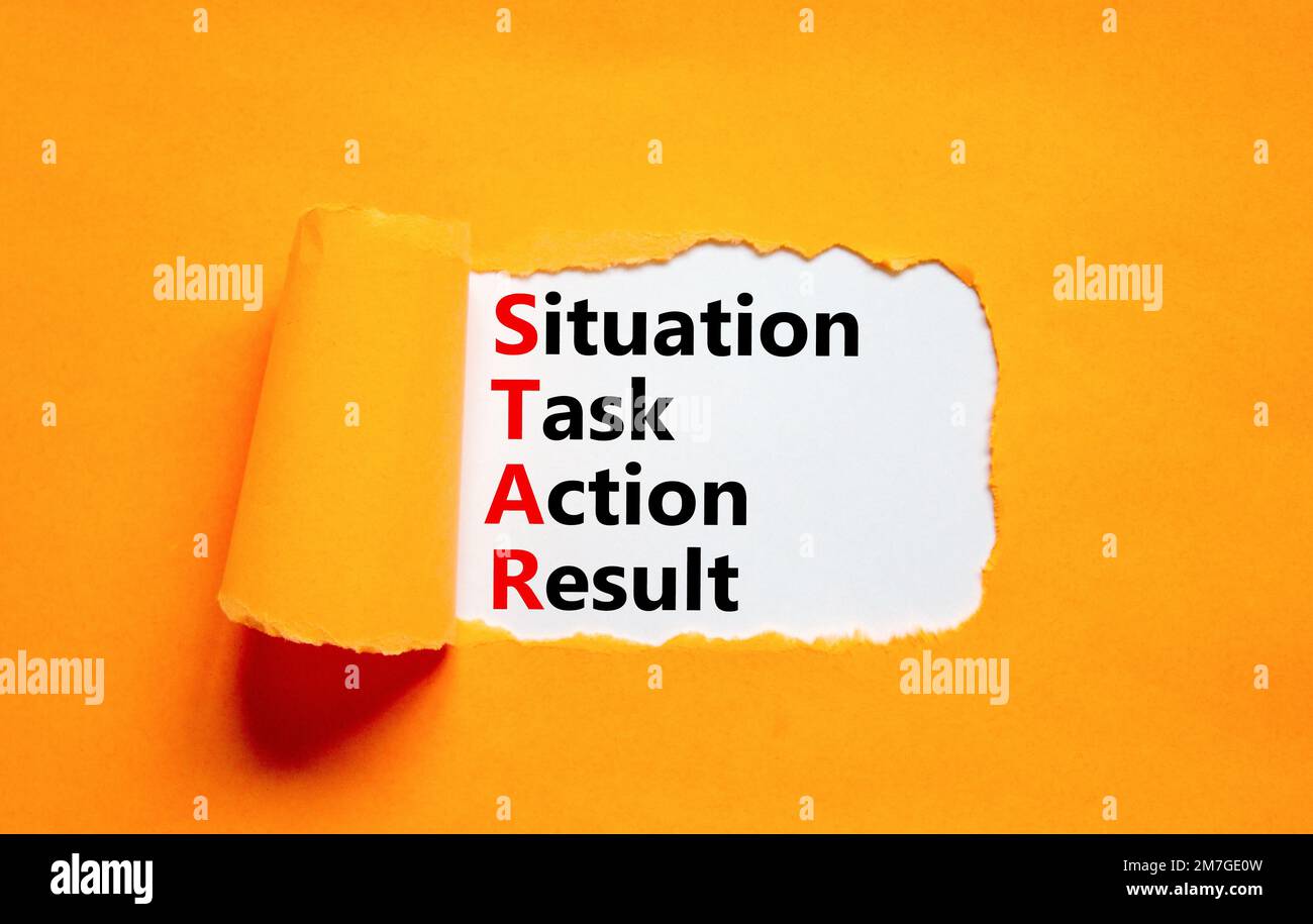 STAR situation task action result symbol. Concept words STAR situation ...