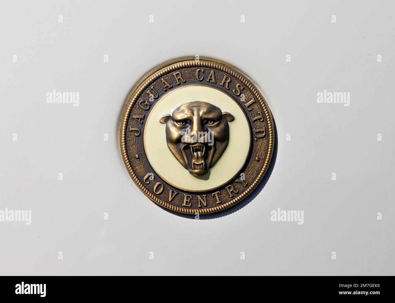 Jaguar badge from a 2020 Realm C-Type at a classic car show in the ...