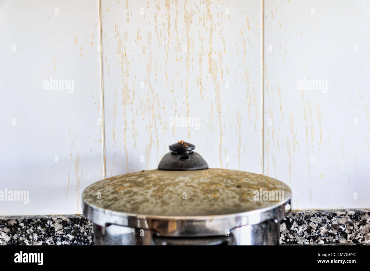 Kitchen pot need wash close up Stock Photo - Alamy