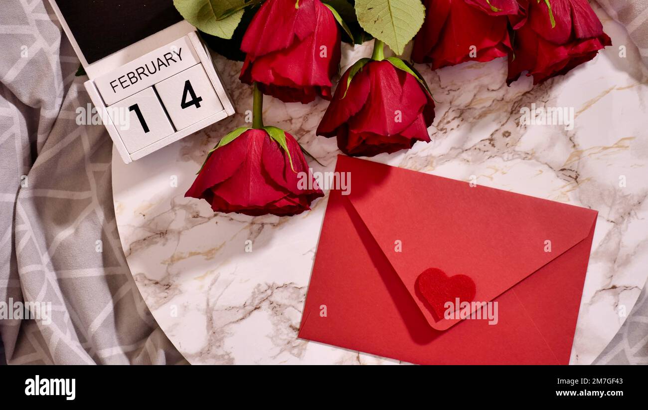 Festive Flatlay, composition for Valentine's Day on February 14. red ...