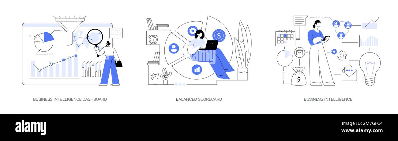 Performance Data Visualization Abstract Concept Vector Illustrations