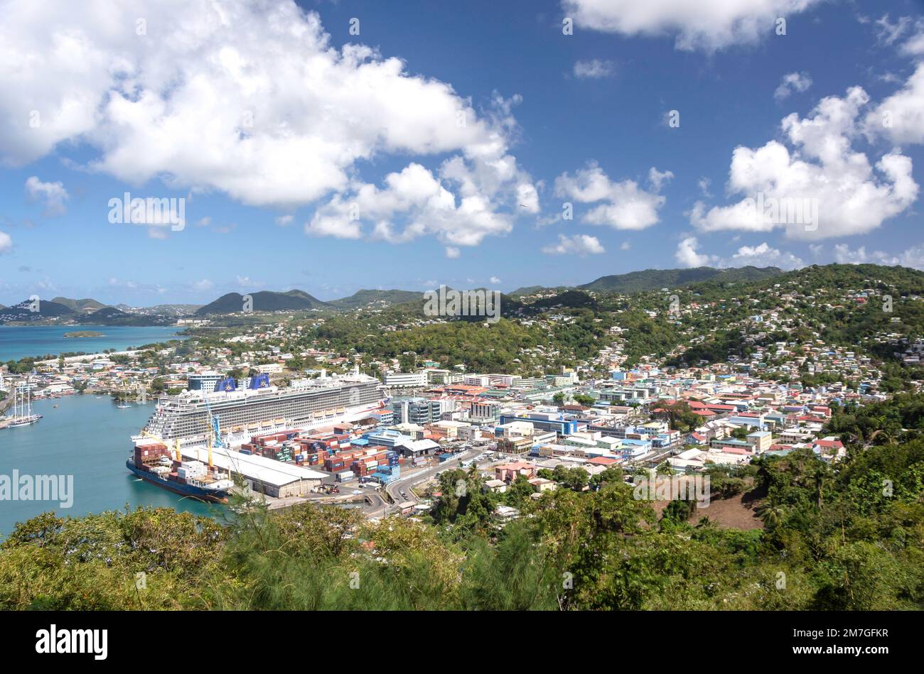View of city from Morne Fortune Lookout, Castries, Saint Lucia, Lesser ...