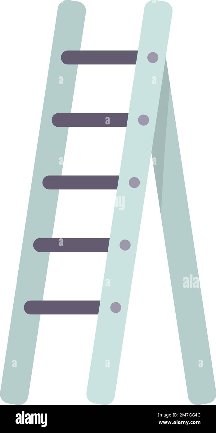 Rung ladder icon flat vector. Wood construction. Stair metal isolated ...