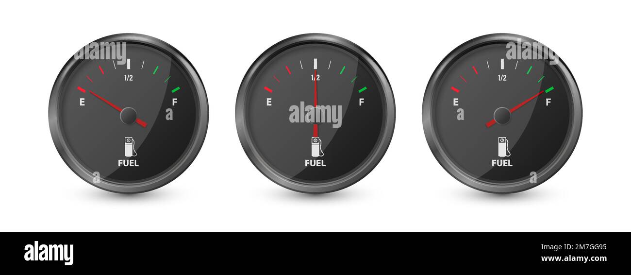 Vector 3d Realistic Black Gas Fuel Tank Gauge, Oil Level Bar Set ...