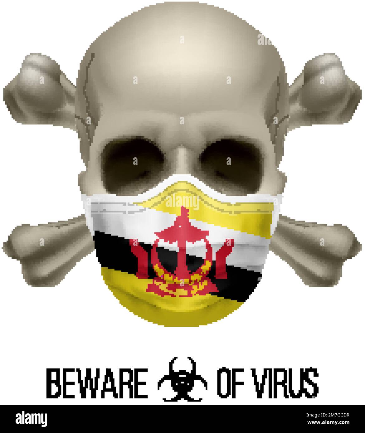 Human Skull with Crossbones and Surgical Mask in the Color of National ...