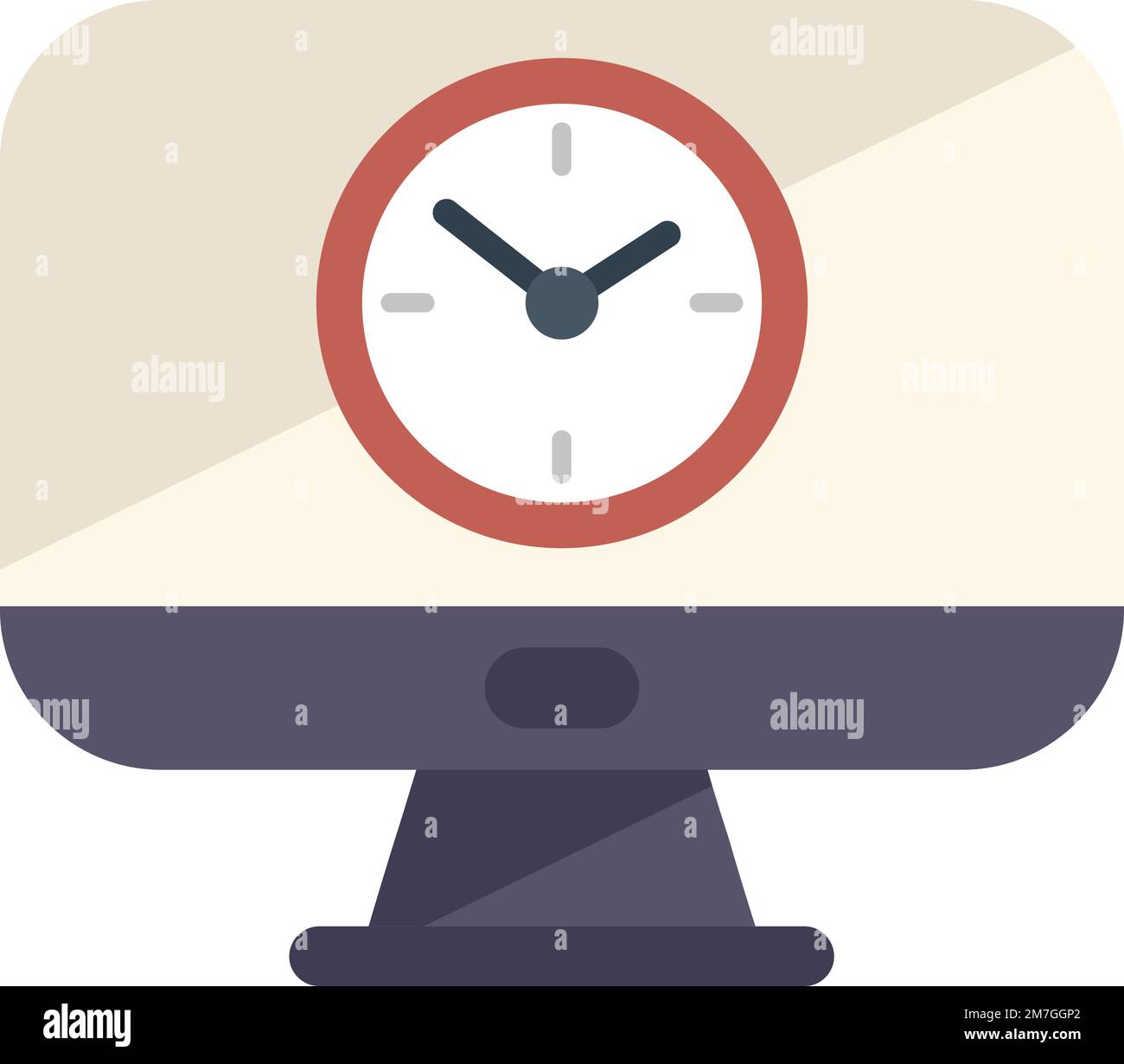 Monitor clock icon flat vector. Work project. Task timer isolated Stock ...