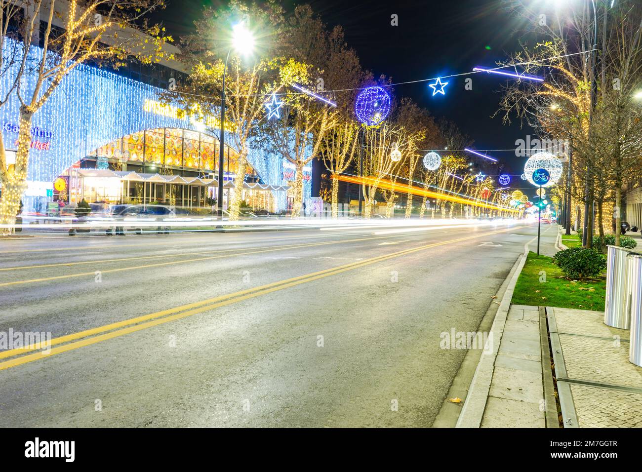 Holiday illumination on Chavchavadze avenue in Tbilisi, capital city of ...