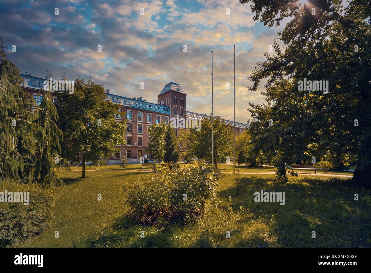 Lodz University of Technology historic factory building, Poland Stock ...