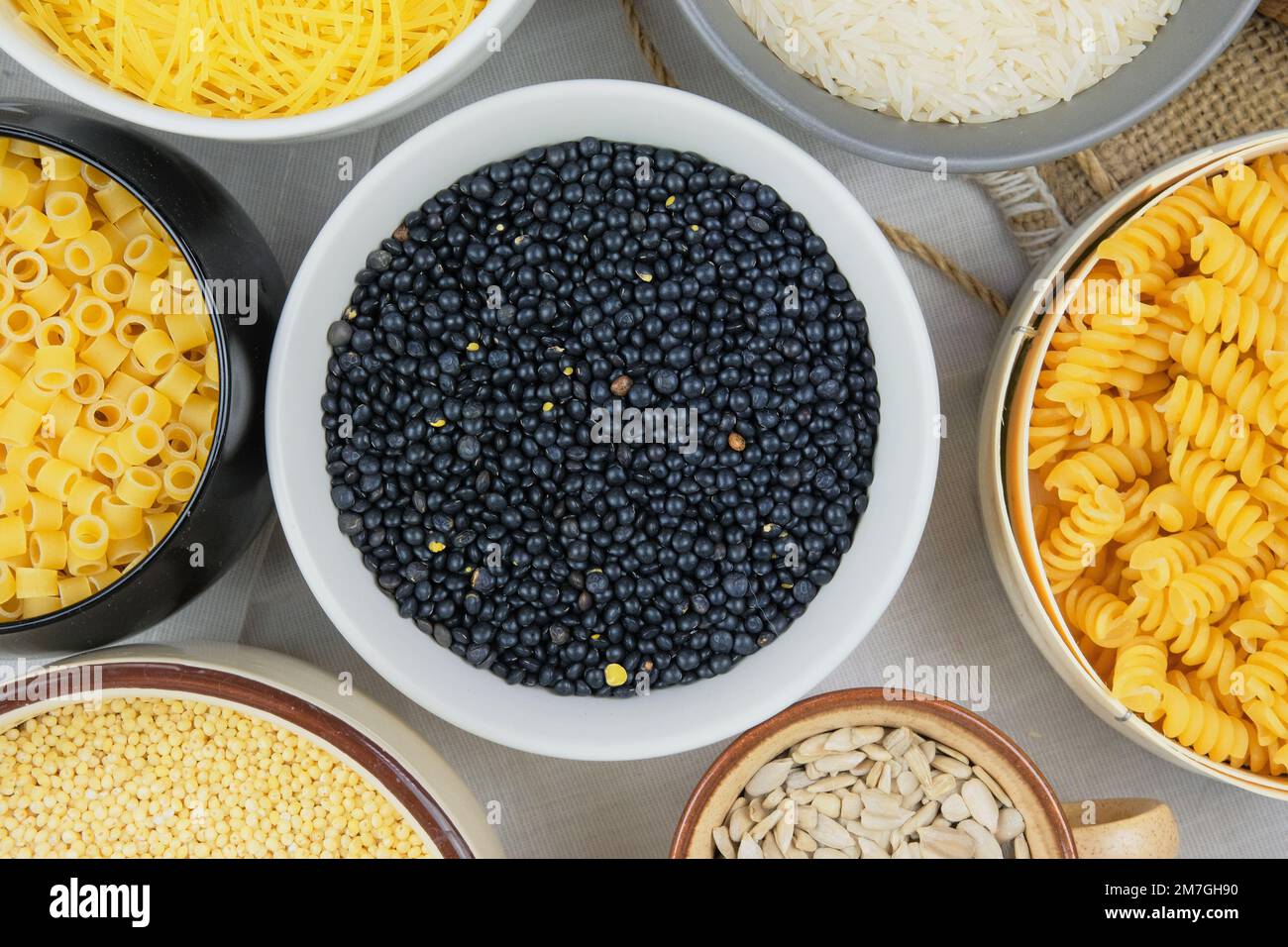 Lentil in bowl. Protein pulse that is dried and then soaked and cooked ...