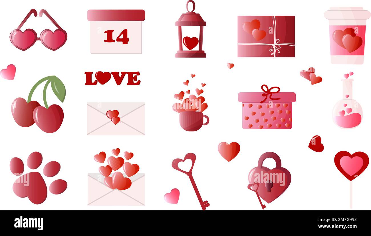 Valentines Day vector collection. Set of illustrations for Valentines ...
