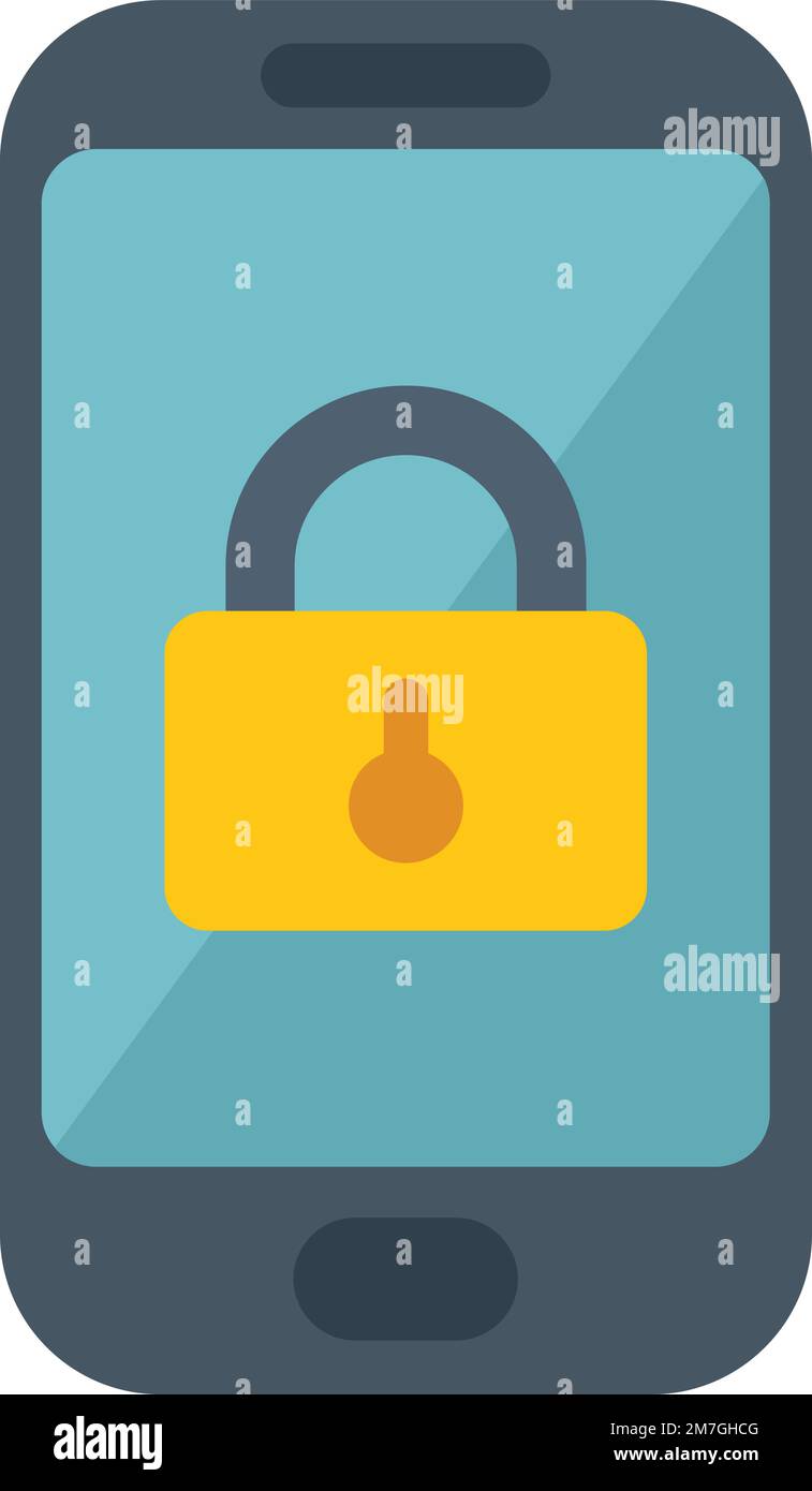 Phone lock icon flat vector. Data privacy. Safe personal isolated Stock ...