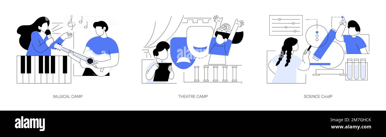 Summer vacation camps abstract concept vector illustrations Stock ...