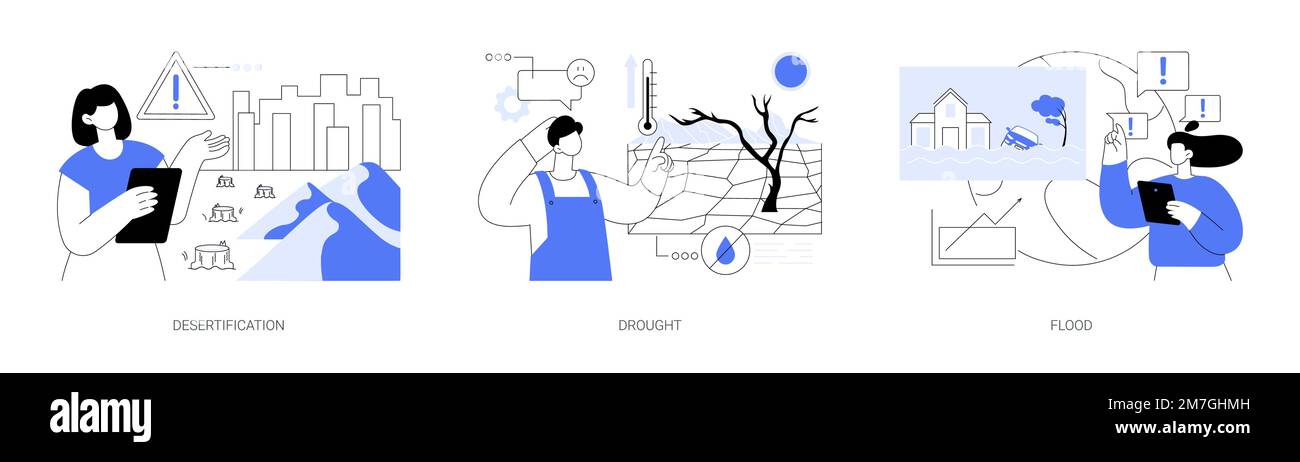 Climate change consequences abstract concept vector illustrations Stock ...