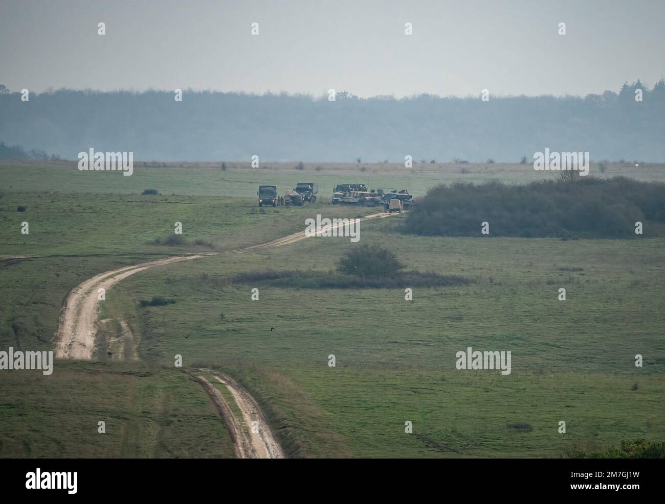 British army challenger 2 ii tanks and ancillary vehicles group in a ...
