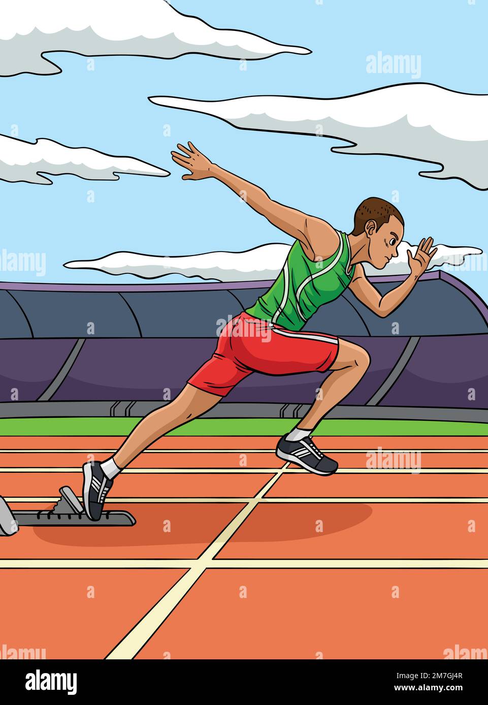 Sprinting Sports Colored Cartoon Illustration Stock Vector Image & Art ...