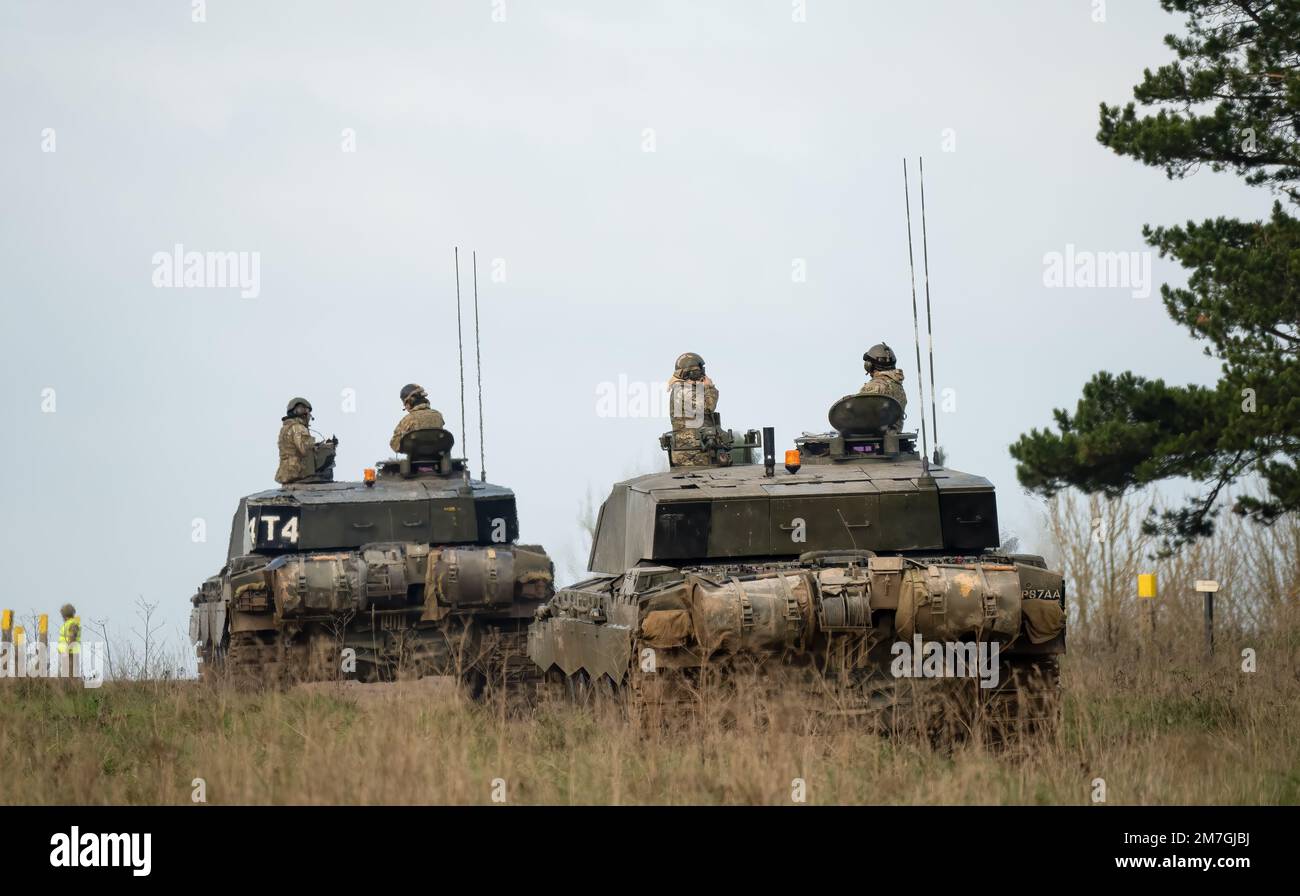 British army FV4034 Challenger 2 ii main battle tanks on a military ...