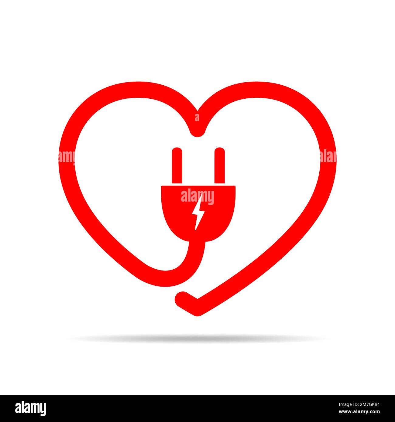 Electric cable and plug in the form of the heart. Vector illustration ...
