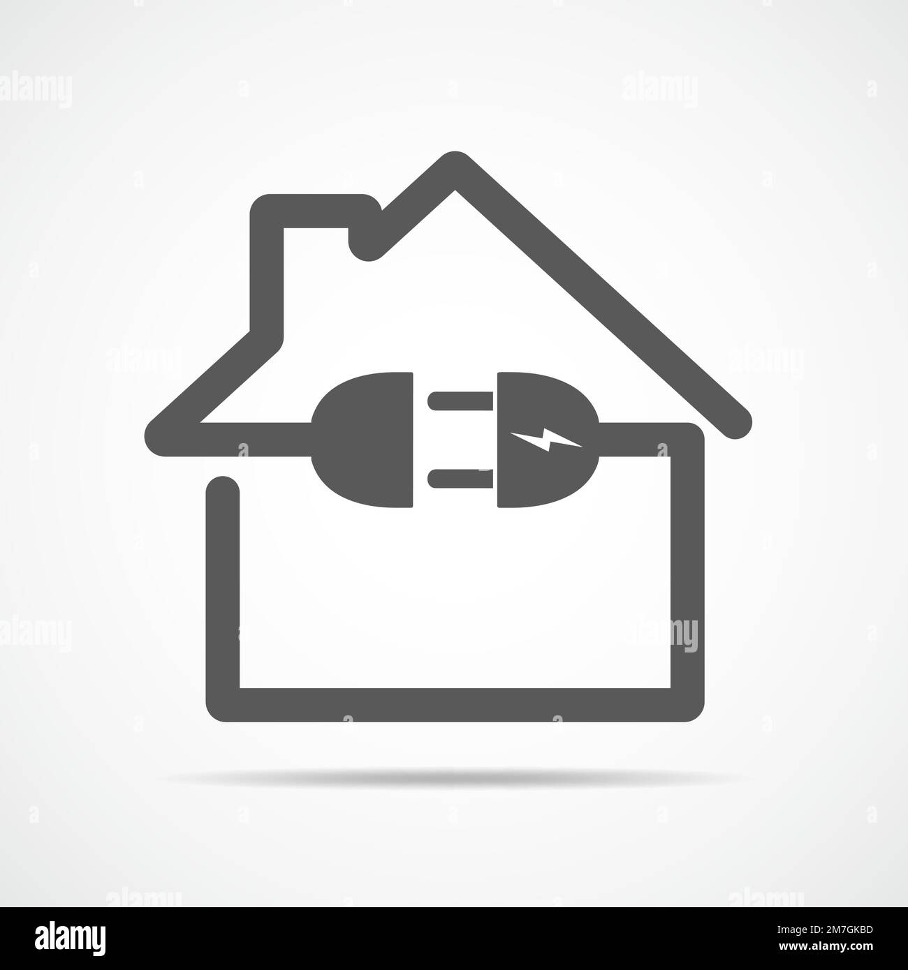 The outline of the house with socket and plug. Vector illustration ...