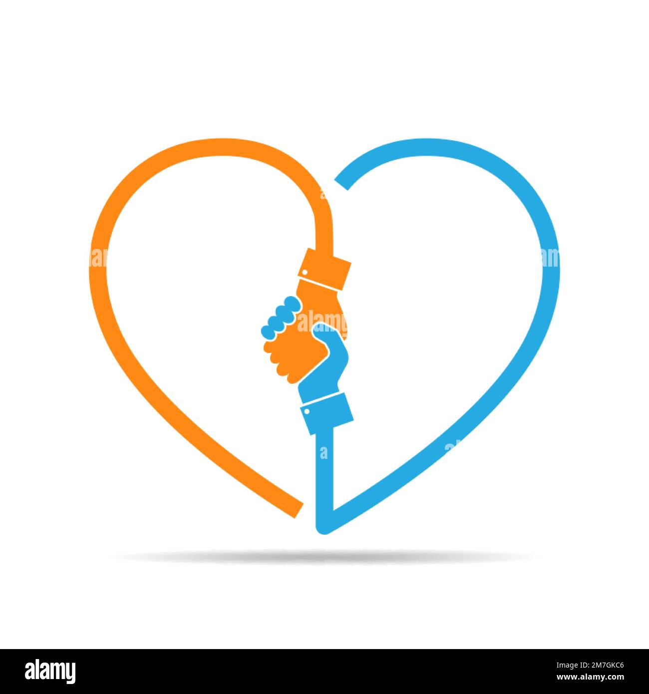 Abstract handshake icon. Handshake sign inside in the heart, on white ...