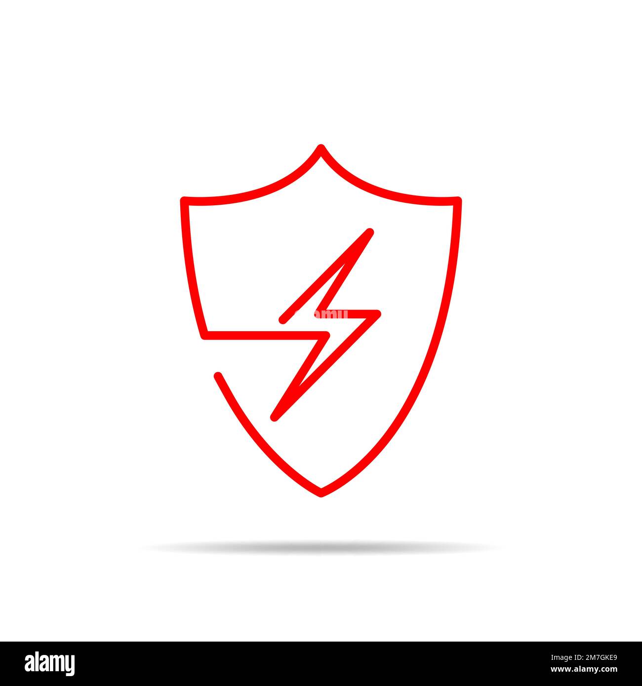 Shield icon with lightning in linear style, isolated. Vector ...