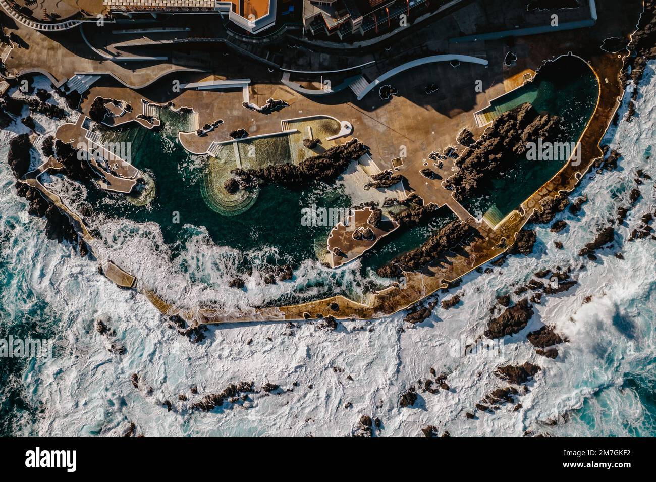Aerial View Of Porto Moniz With Volcanic Lava Swimming Poolsmadeirasaltwater Natural Pools