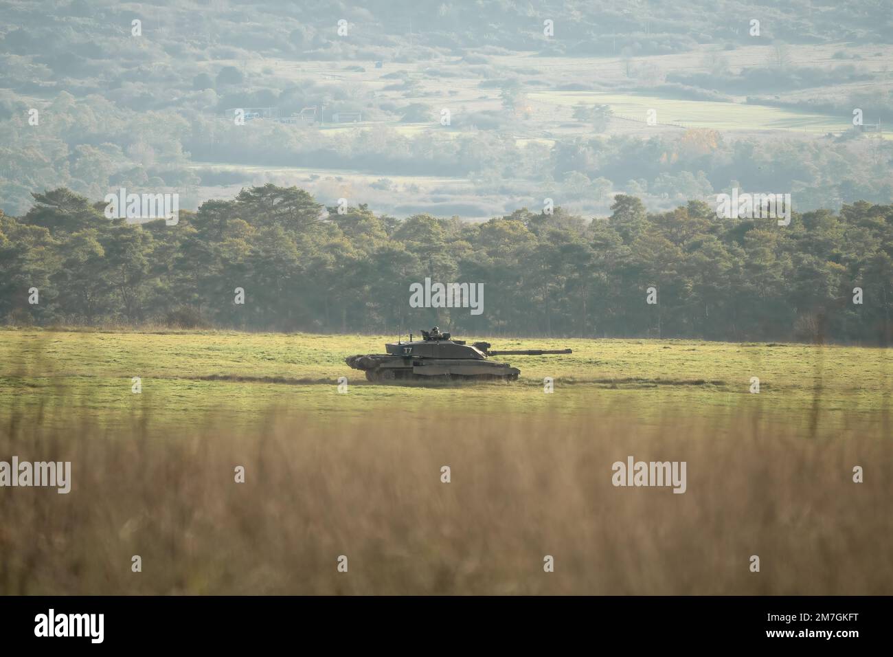 commander and gunner directing action in a British army FV4034 ...