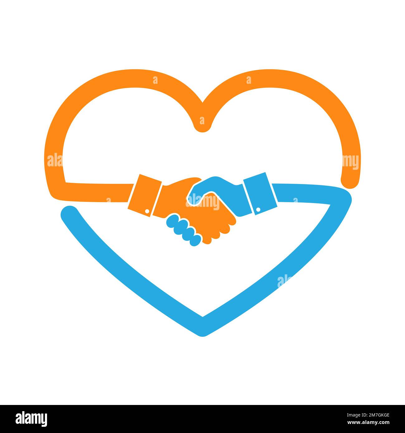 Abstract handshake icon. Handshake sign inside in the heart, on white ...