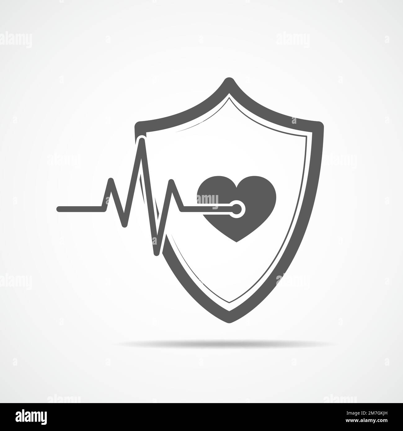 Shield icon with heartbeat sign, isolated. Vector illustration. Concept ...
