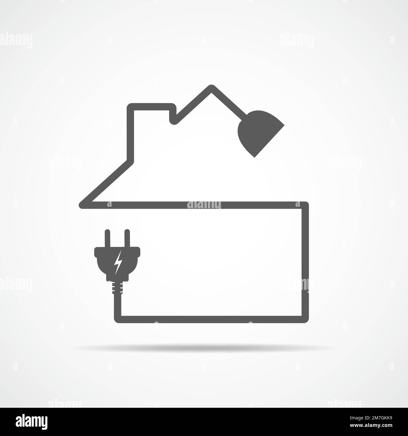 The outline of the house with socket and plug. Vector illustration ...