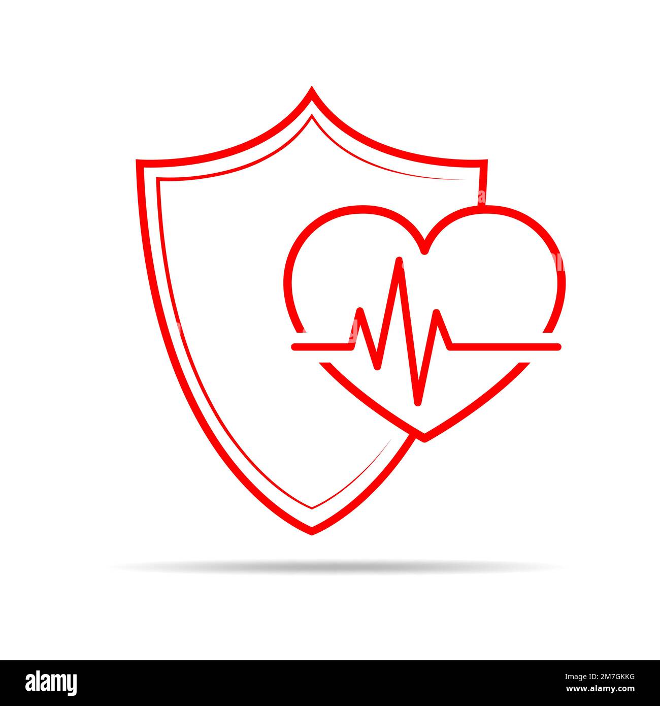 Shield icon with heartbeat sign, isolated. Vector illustration. Concept ...