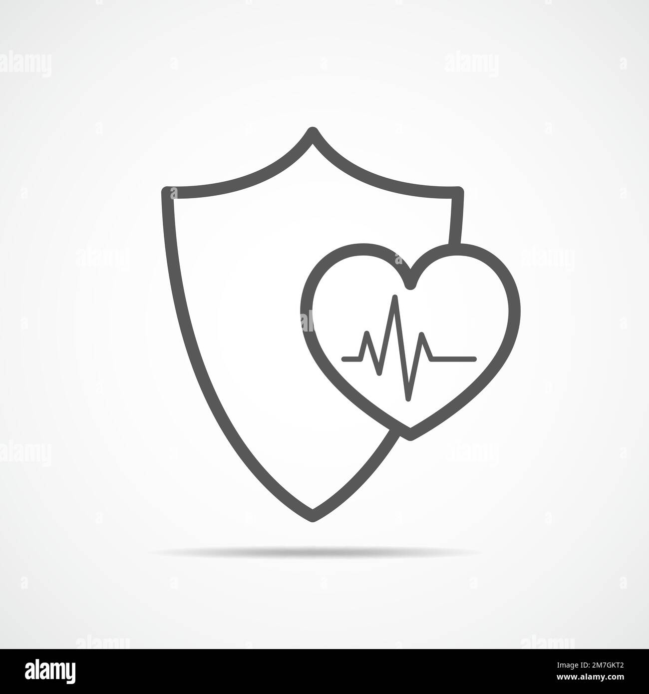 Shield icon with heartbeat sign, isolated. Vector illustration. Concept ...