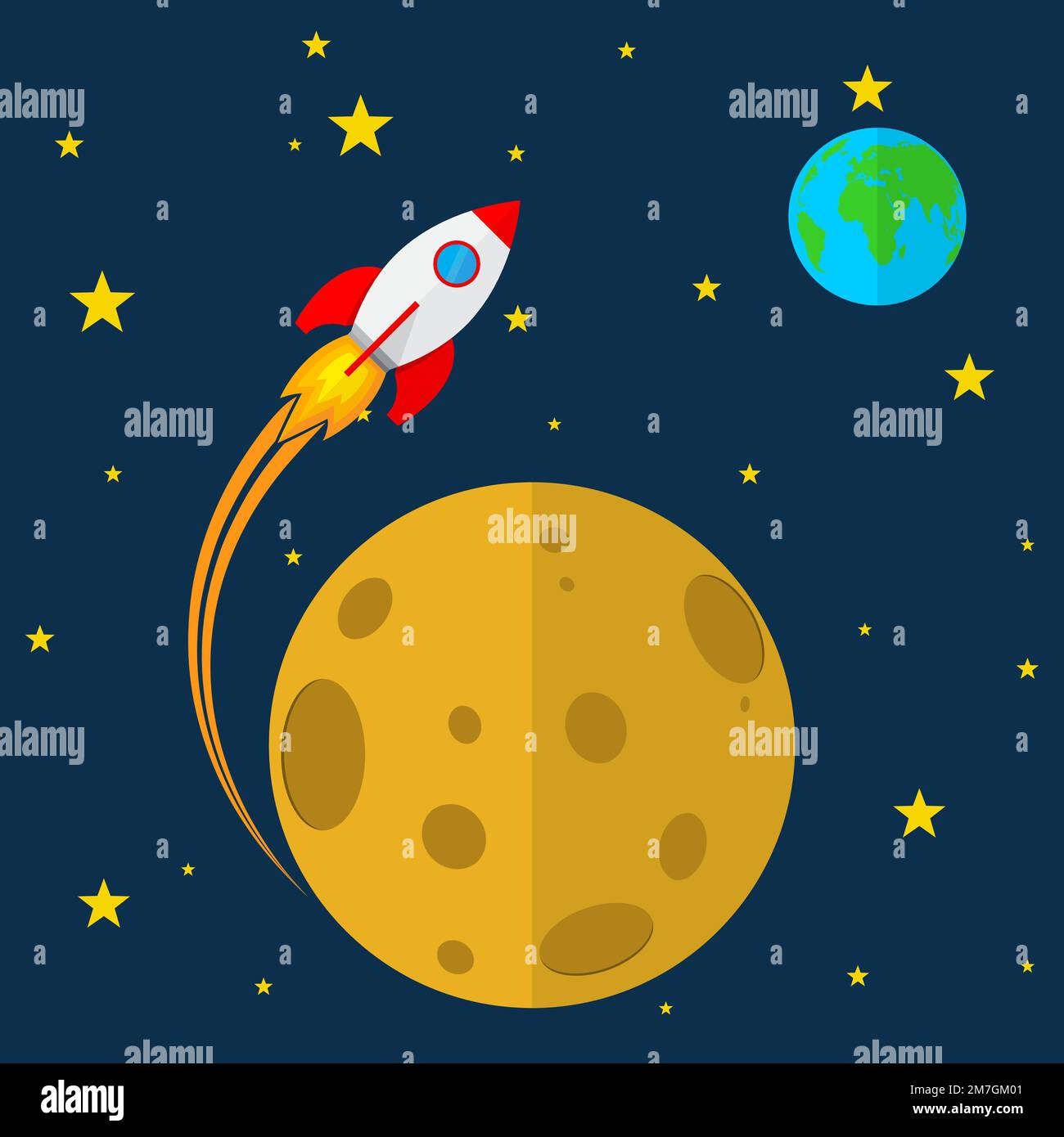 Cartoon space rocket flies in hi-res stock photography and images - Alamy