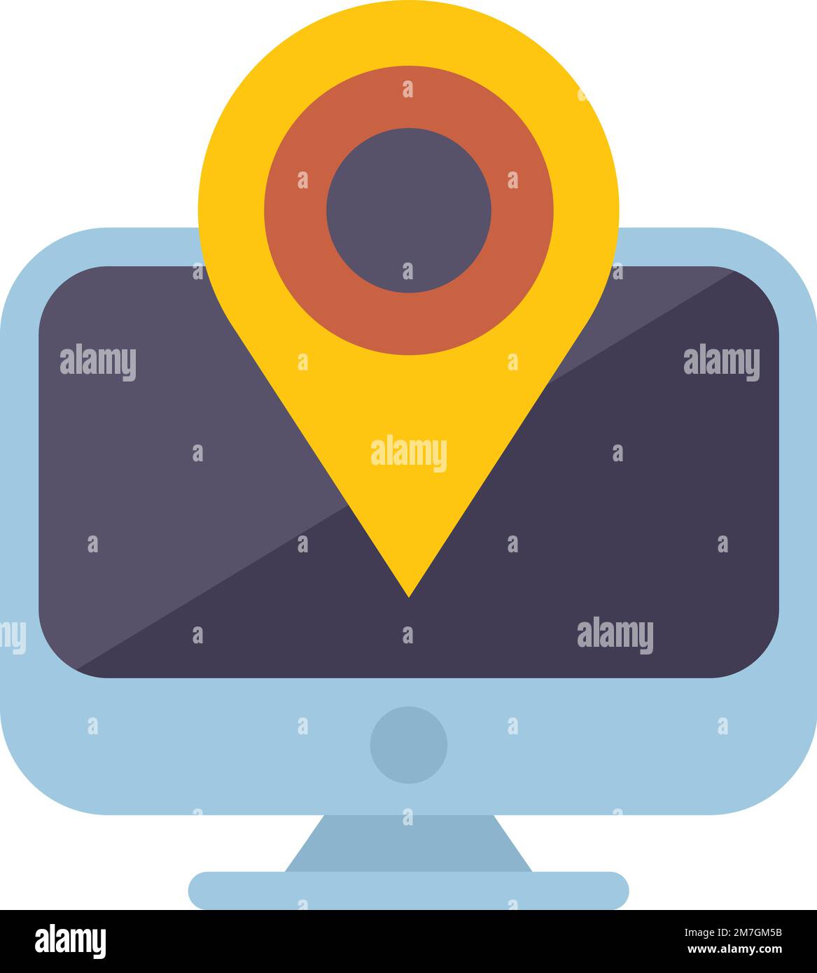Pc location icon flat vector. Web button. Email app isolated Stock ...