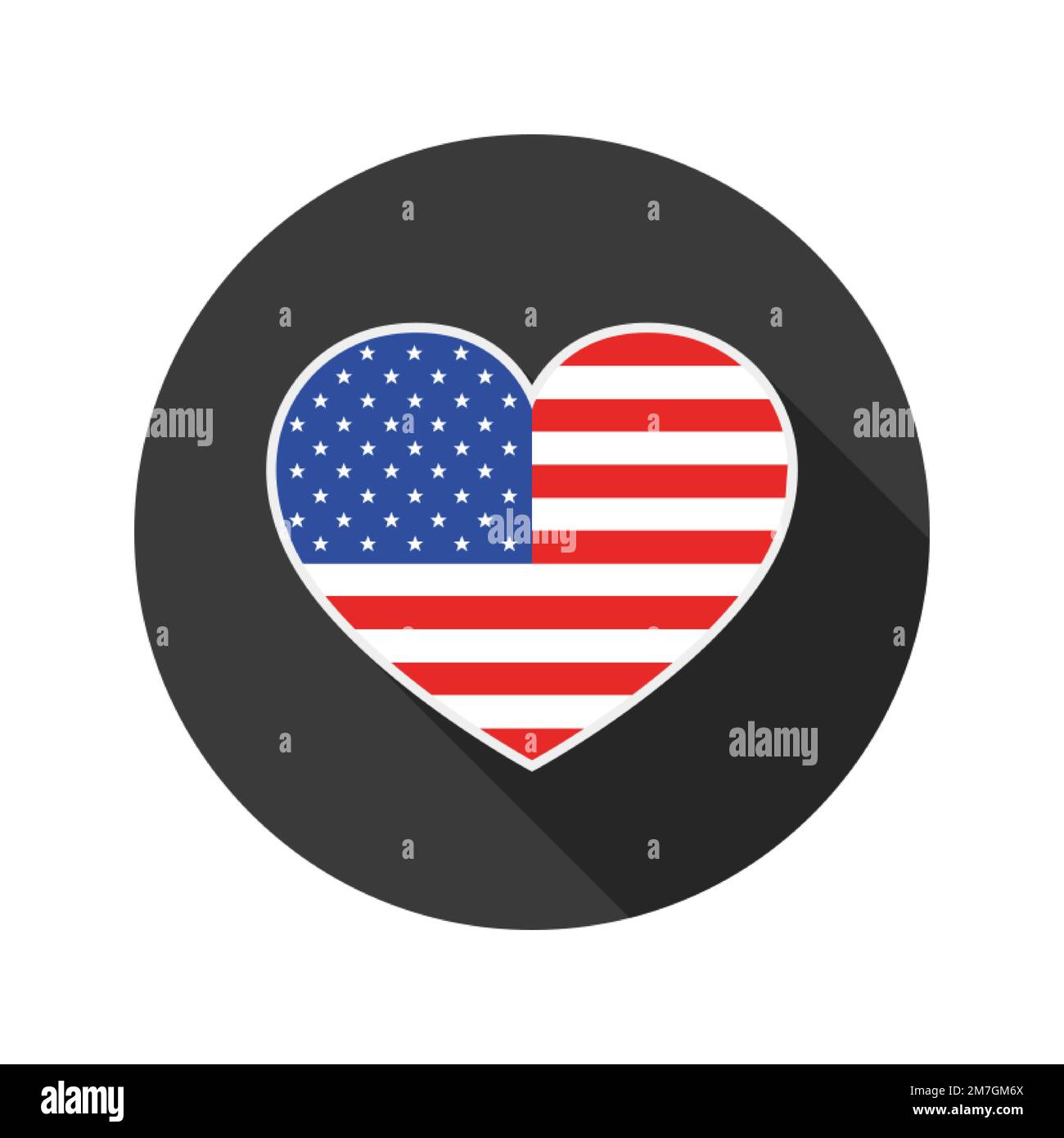 Heart with USA flag, isolated on white background. USA flag heart ...