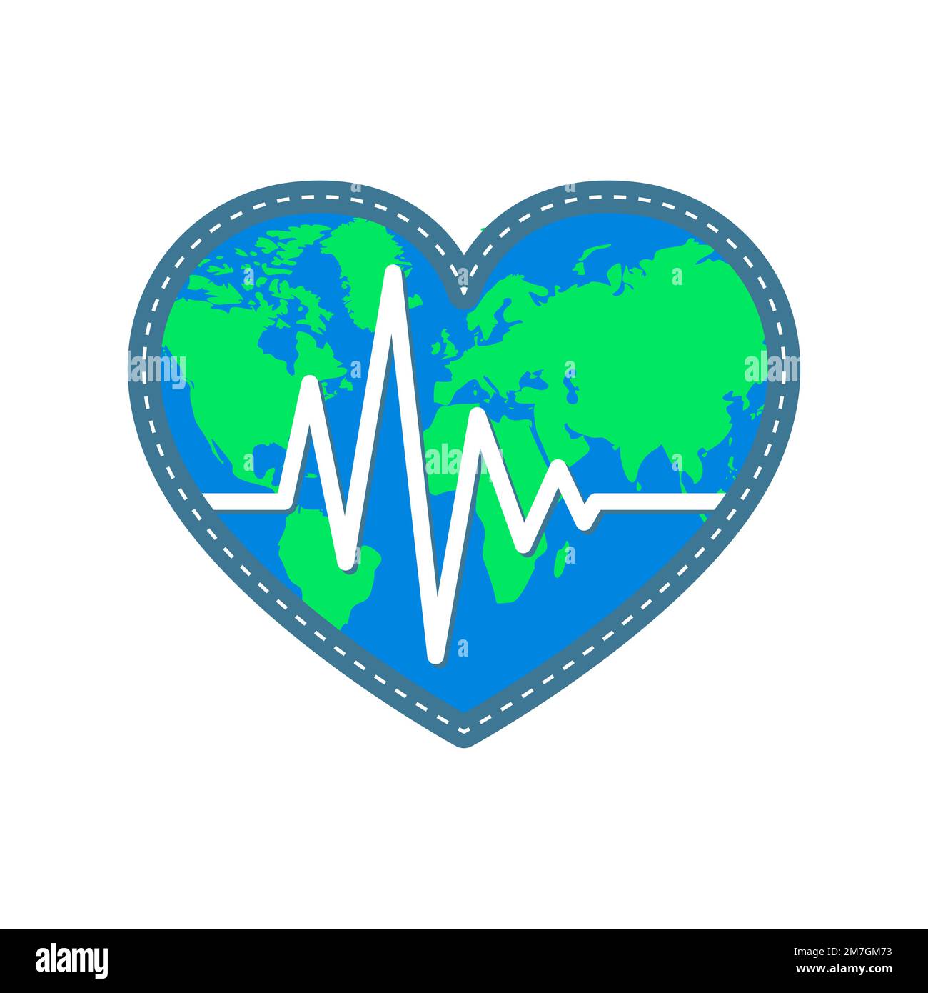 Colored heart with heartbeat icon. Vector illustration. Heart sign with ...