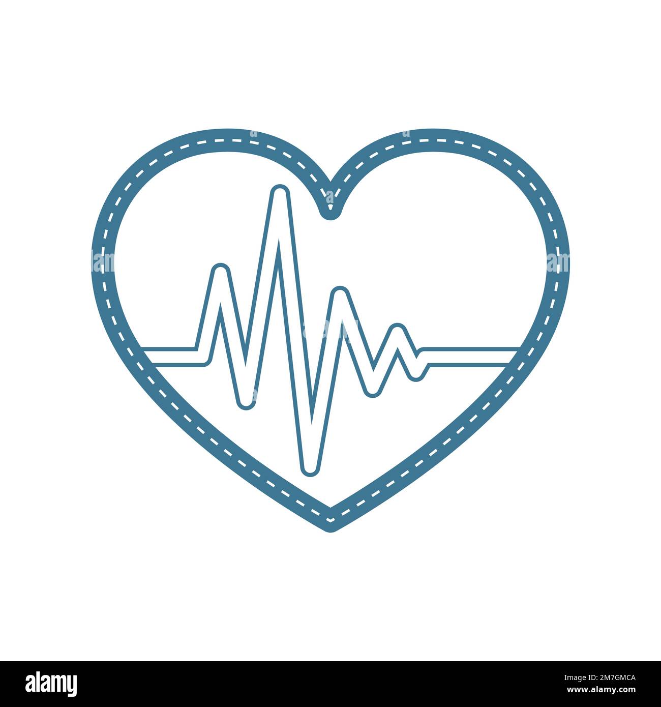 Blue heart icon with sign heartbeat. Vector illustration. Heart in flat ...